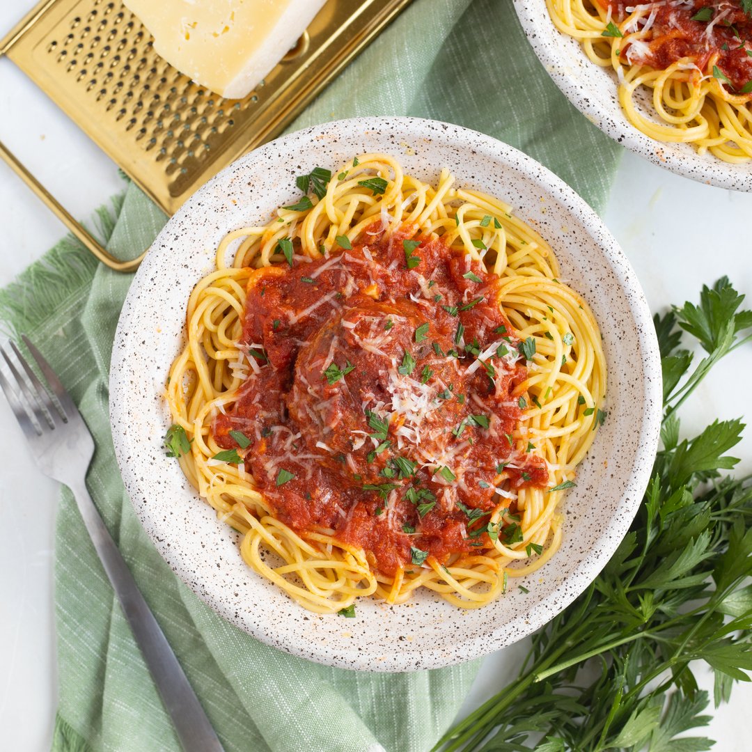 Giant Beef Pork And Salami Meatball With Spaghetti Marinara Safeway