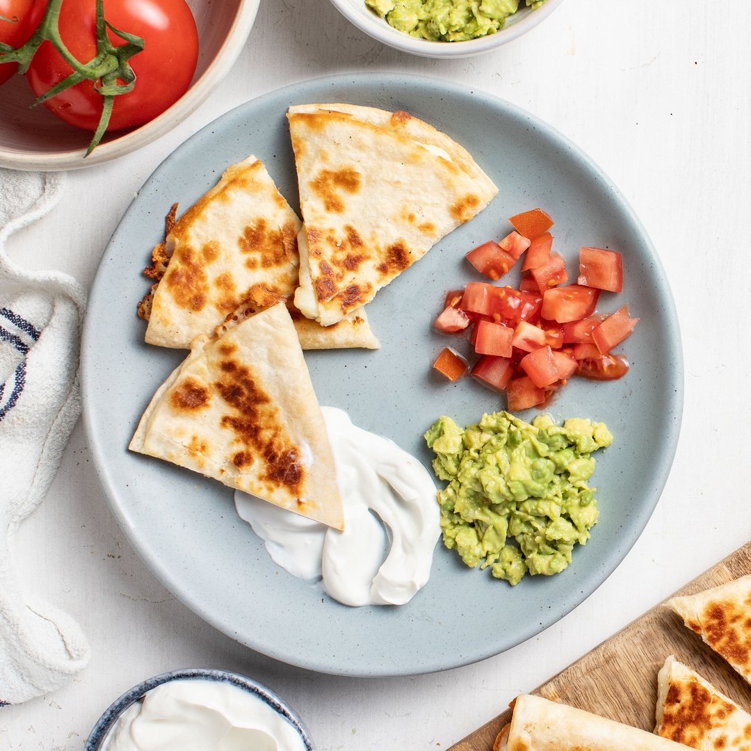 Simple Cheese Quesadilla with Guacamole, Sour Cream & Tomatoes | Albertsons