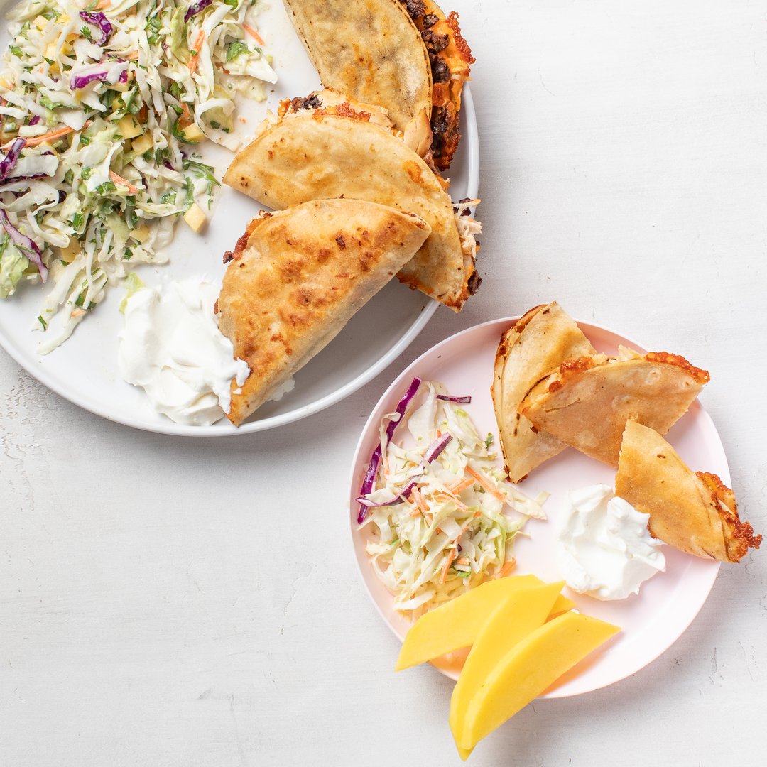 Crunchy Chicken & Black Bean Tacos with Mango-Jalapẽno Slaw (Two Ways ...