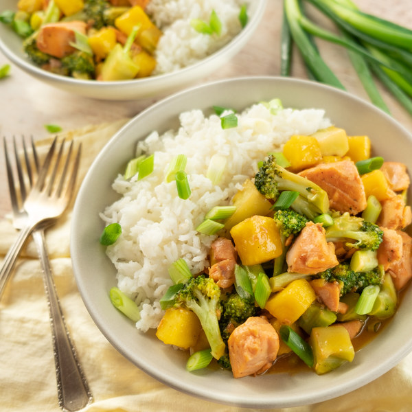 Fish Recipes - Pineapple-Salmon Teriyaki Stir-Fry with Broccoli & Green ...