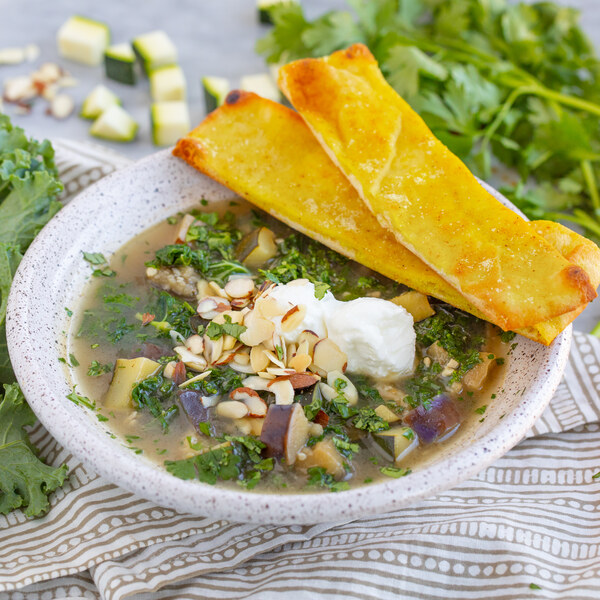 Vegetarian Recipes - Veggie Soup with Eggplant, Zucchini, Kale, Yogurt ...