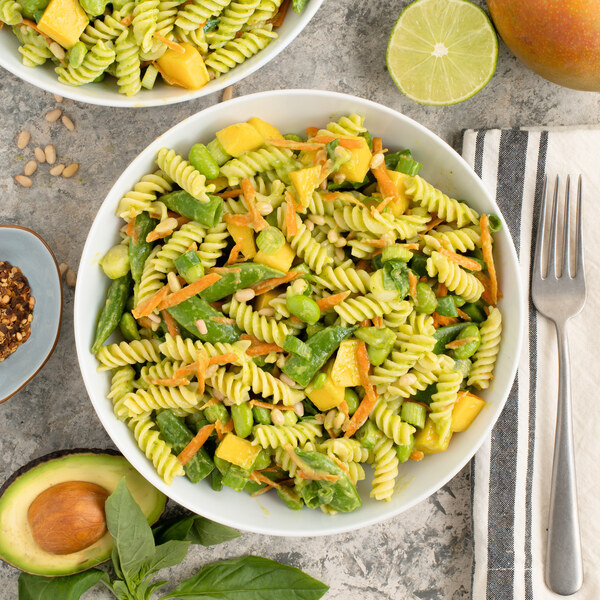Mango-Avocado Pesto Pasta Salad with Snap Peas, Edamame & Pine Nuts ...