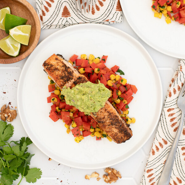 Fish Recipes - Mexican Spiced Salmon with Walnut Guacamole & Bell ...