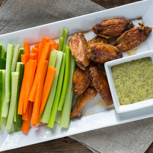 Chicken Recipes - Teriyaki Chicken Wings with Veggie Sticks & Ranch Dip ...
