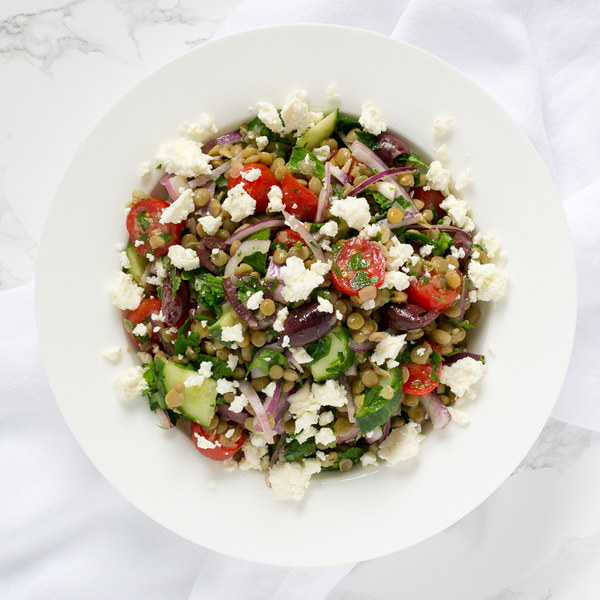 Greek Recipes - Greek-Style Lentil Salad with Cucumber, Tomatoes ...