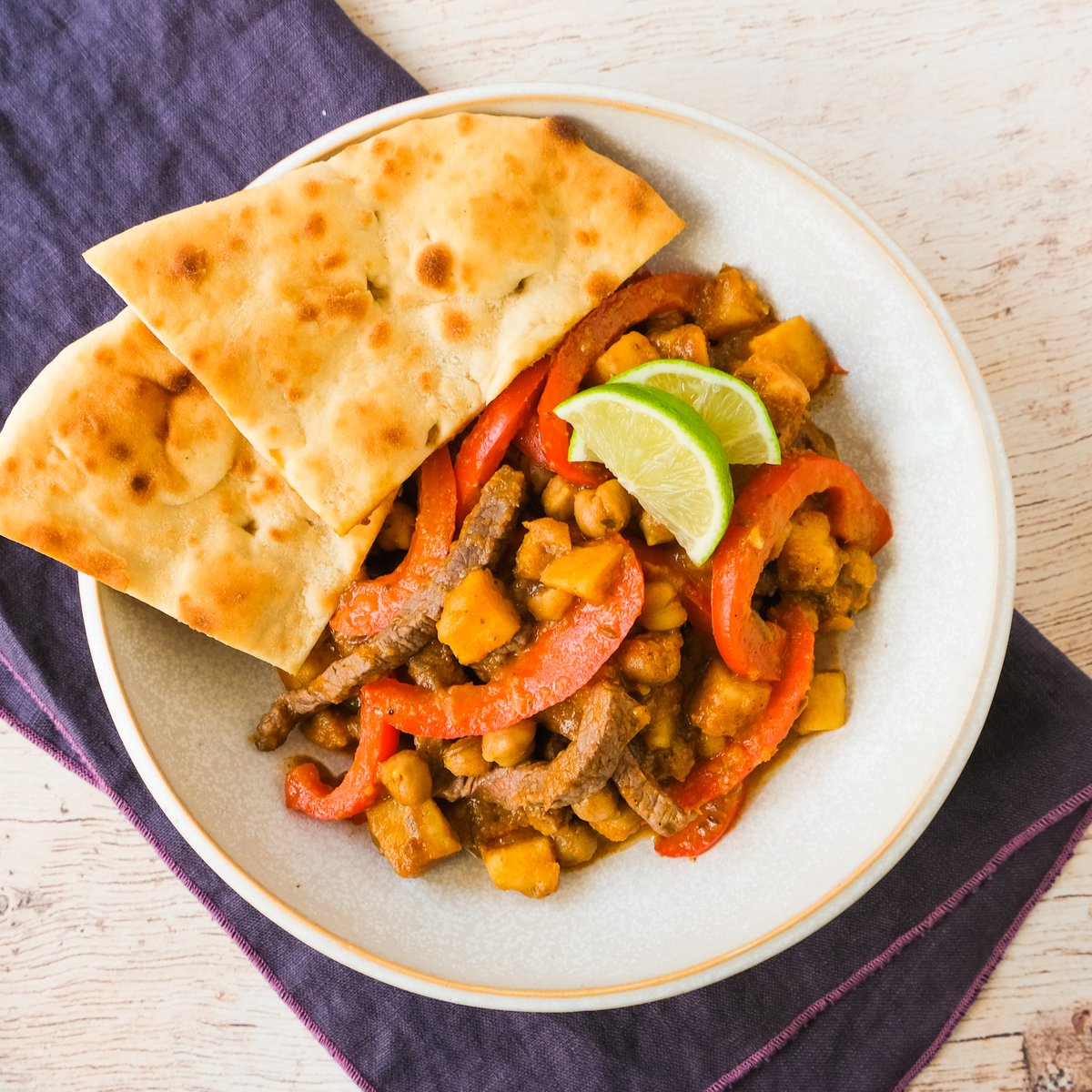 Short Cut Steak, Bell Pepper & Bombay Potato Curry with Naan | Safeway