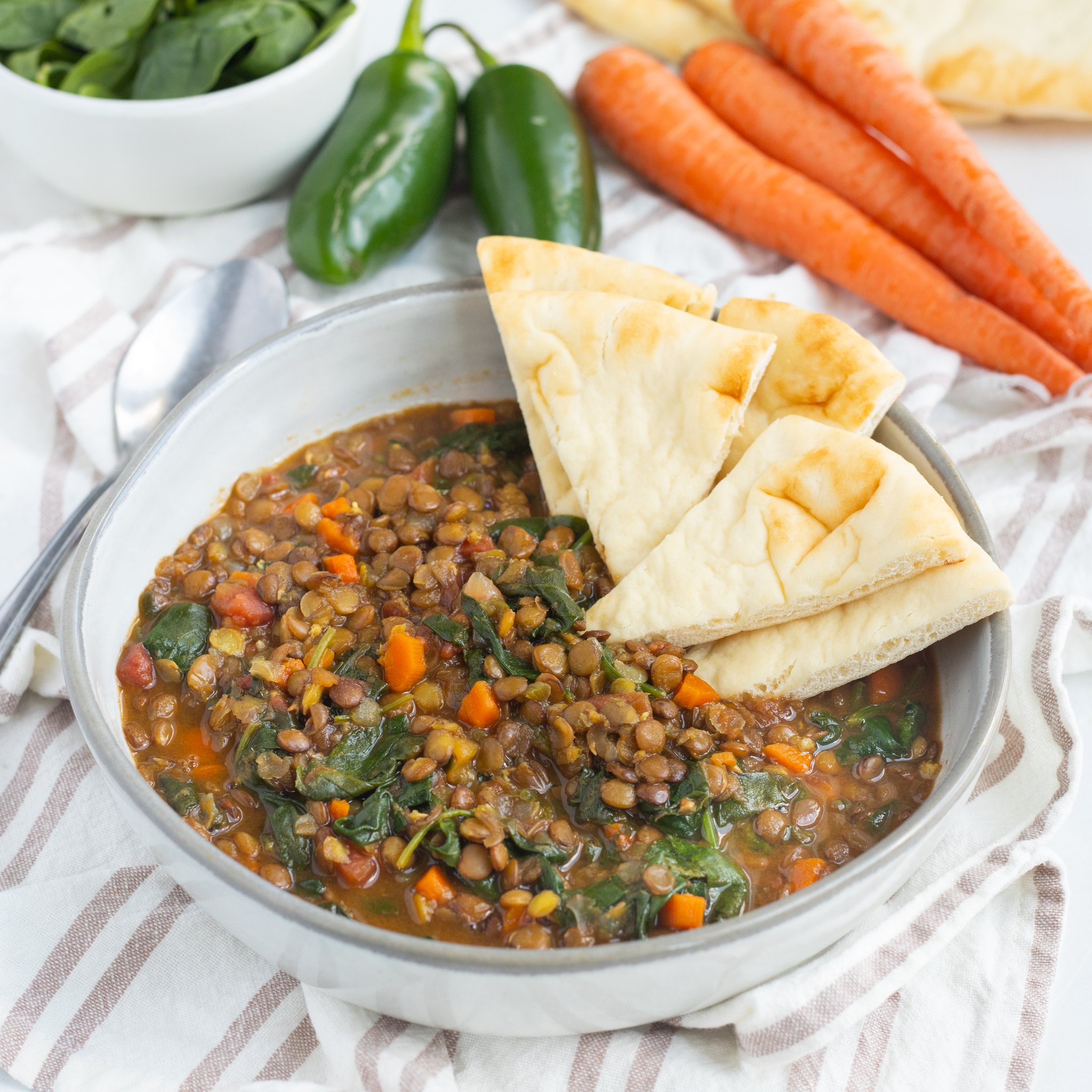 Easy Slow Cooker Indian Spiced Coconut-Lentil Stew with Tomato, Spinach ...