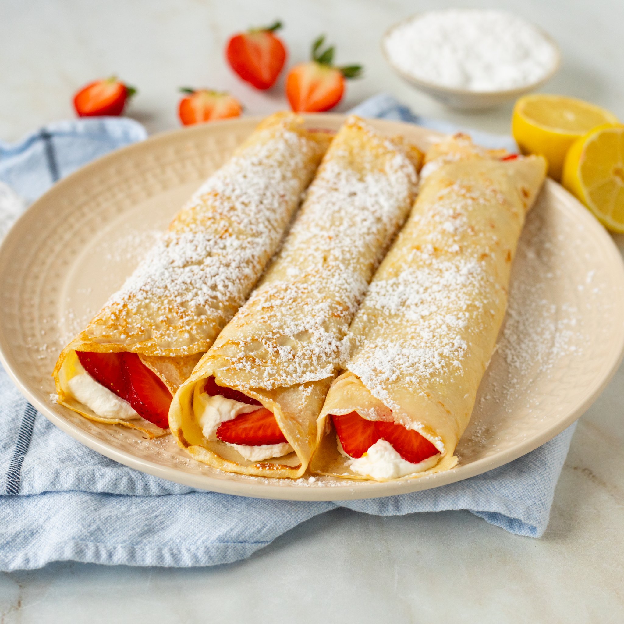 Crêpes with Lemon-Sugared Strawberries & Homemade Whipped Cream | Safeway