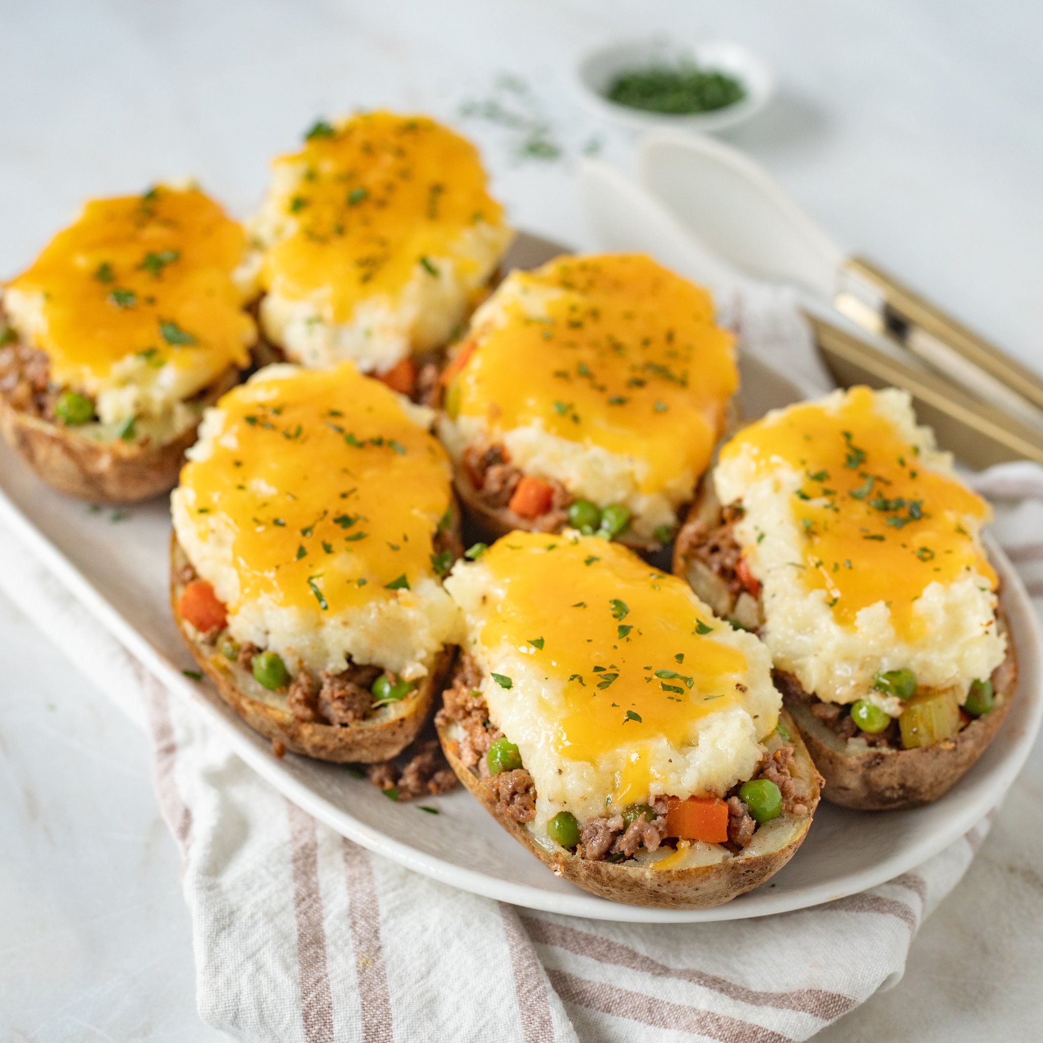 Beef "Cottage Pie" Twice-Baked Potatoes with Cheddar Cheese | Jewel-Osco