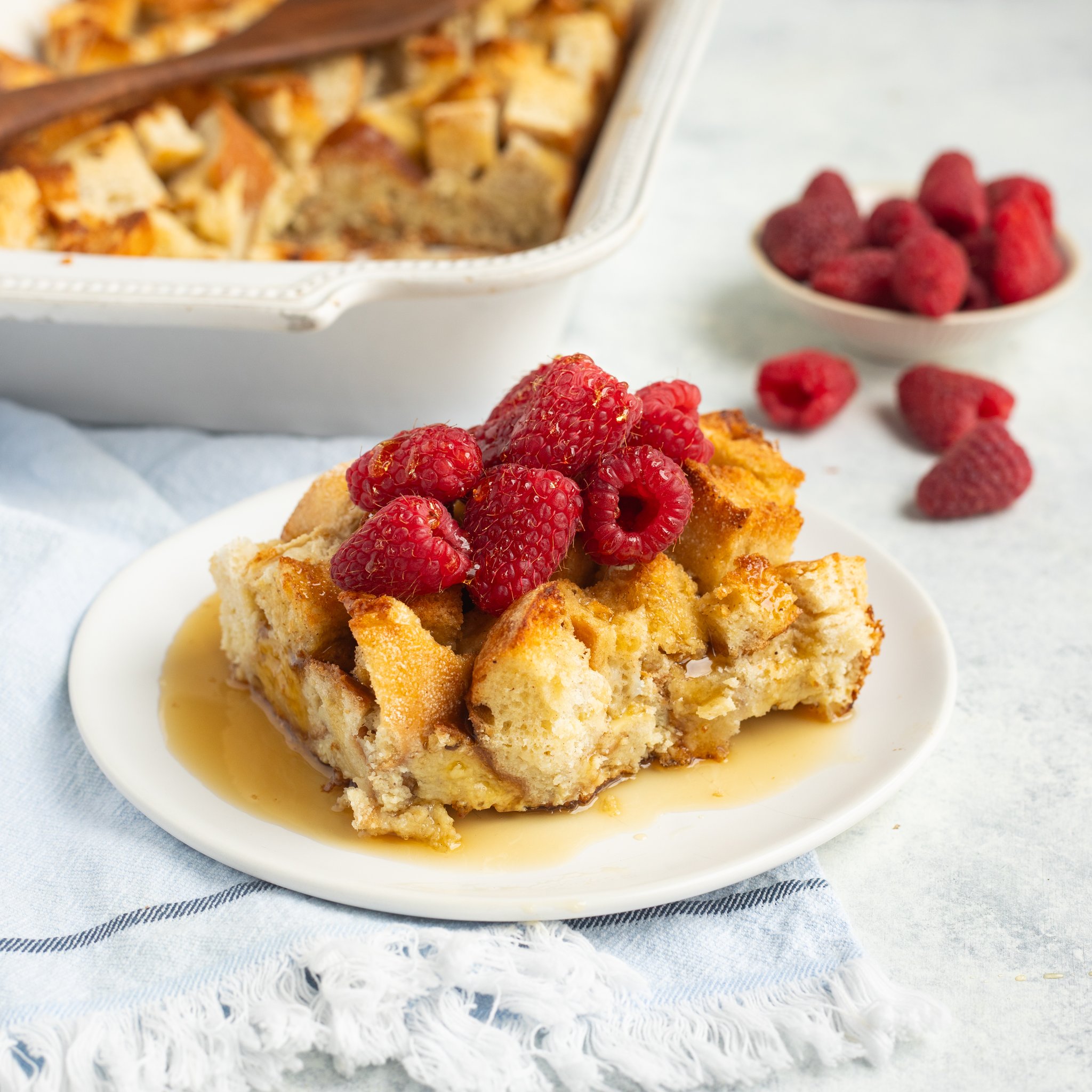 Overnight French Toast Casserole with Raspberries & Maple Syrup | Safeway