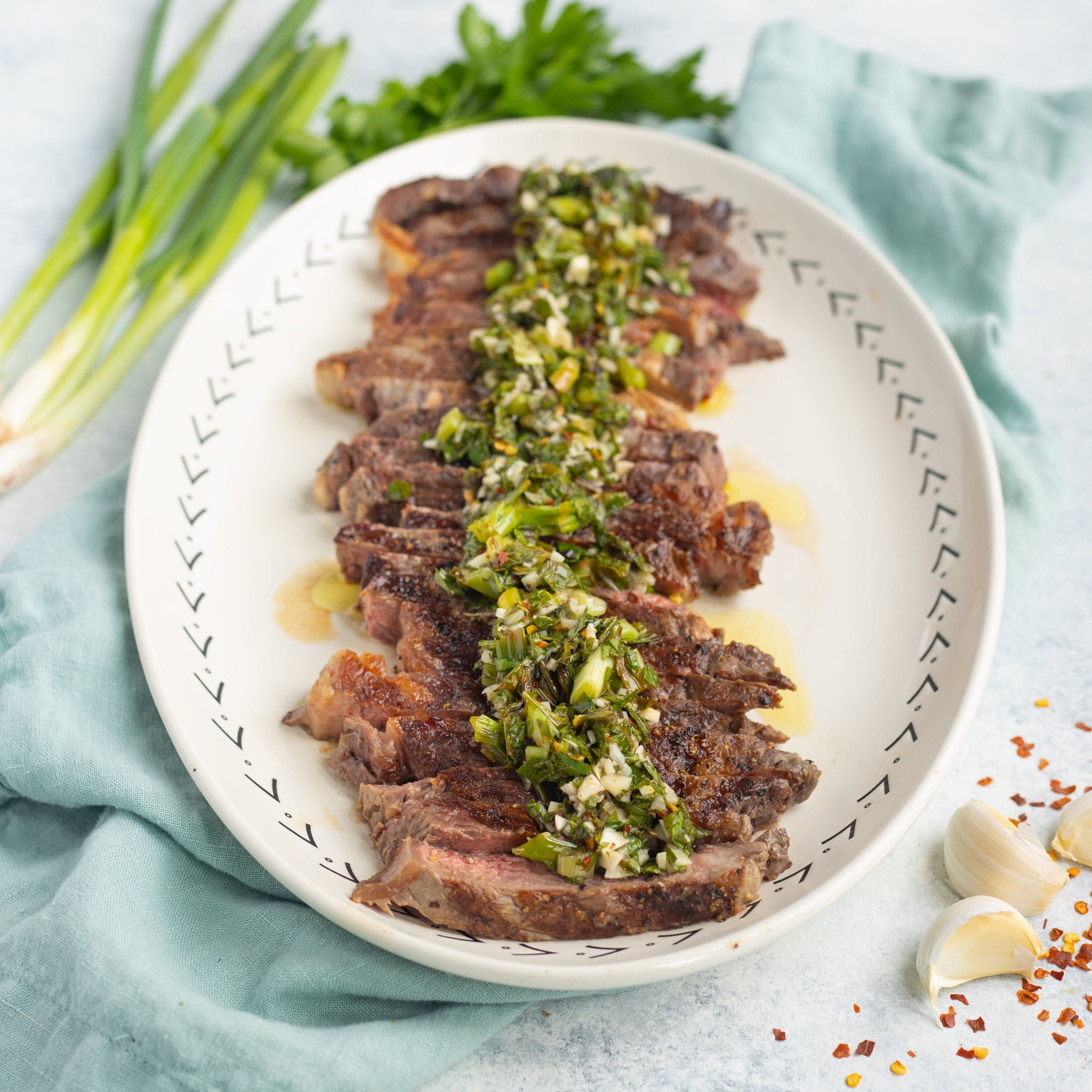 Grilled Ribeye with Charred Scallion Chimichurri Sauce | Safeway