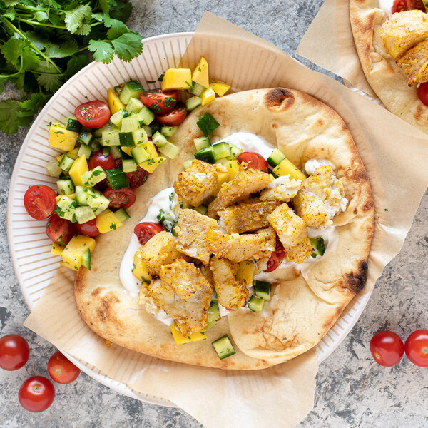 Indian Fish Recipes - Fish Tikka Naan Wrap with Yogurt, Cilantro ...