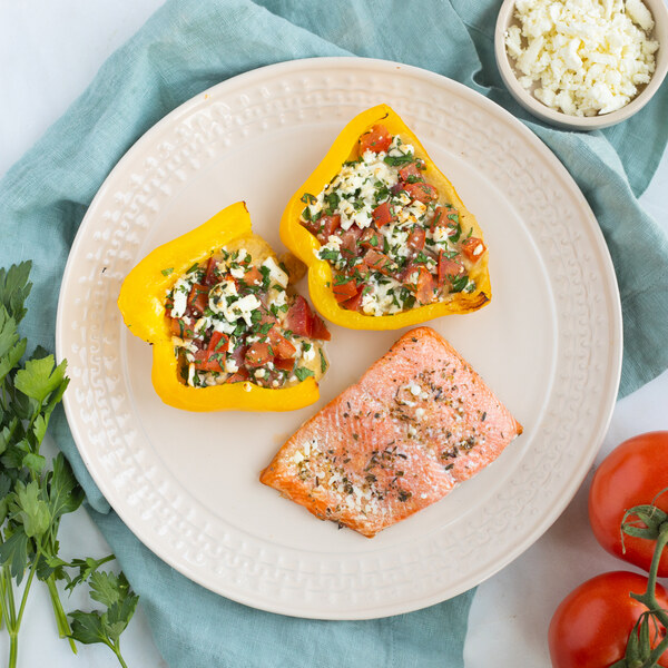 Fish Recipes - Italian Baked Salmon with Hummus, Tomato & Feta Stuffed ...