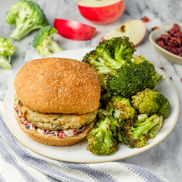 Apple Chicken Burger with Cranberry Mayo & Roasted Broccoli | Albertsons
