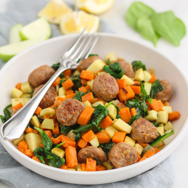 Breakfast Skillet Recipes - Sweet Potato, Apple & Sausage Breakfast ...