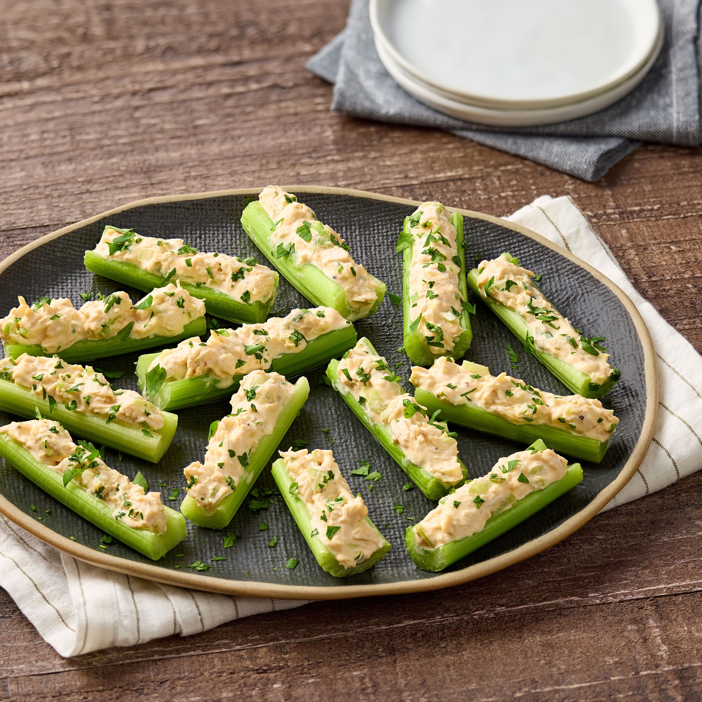 Sriracha Chicken Salad Stuffed Celery Sticks by Duda Farm Fresh Foods ...