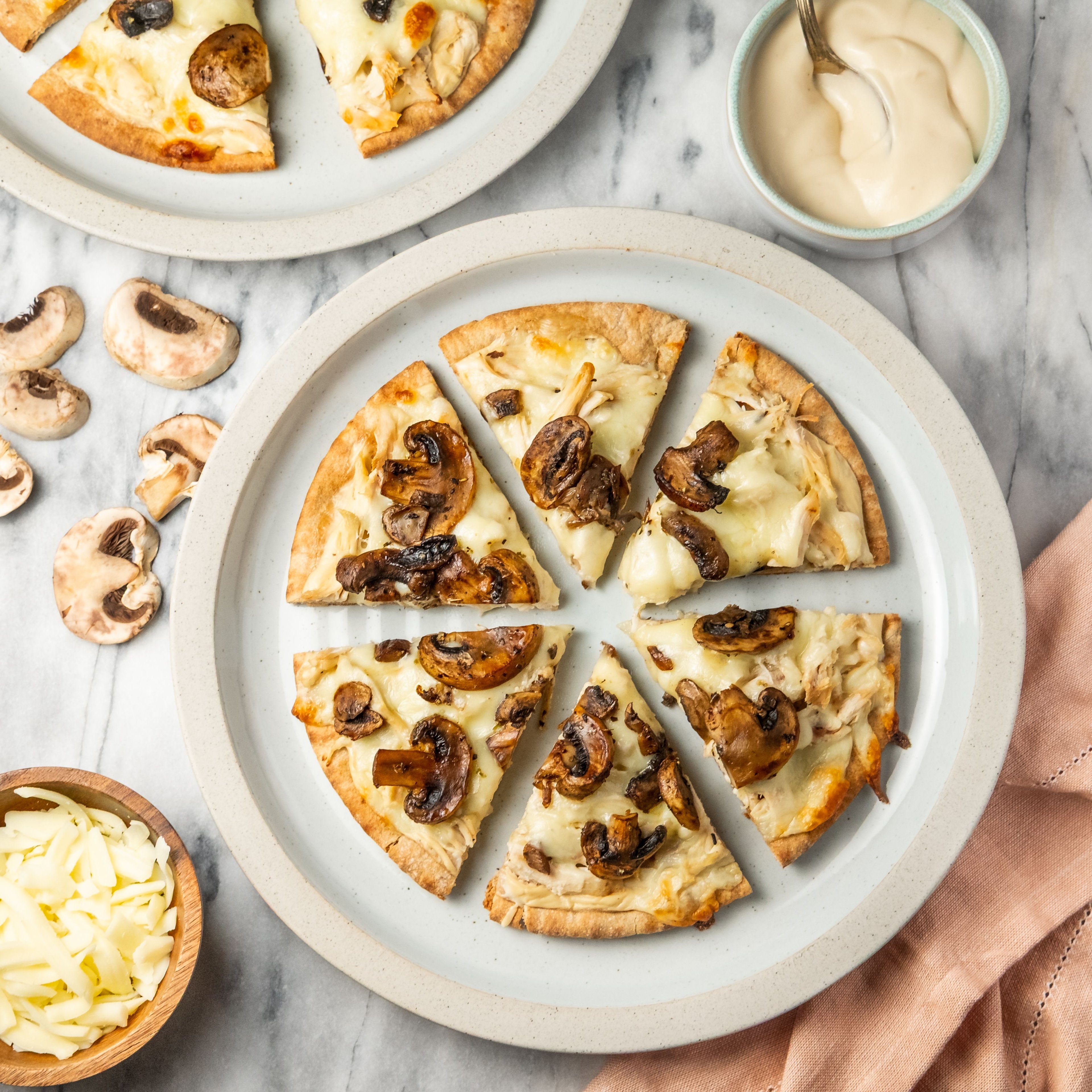 Cheesy Chicken & Mushroom Alfredo Pita Pizza | Star Market