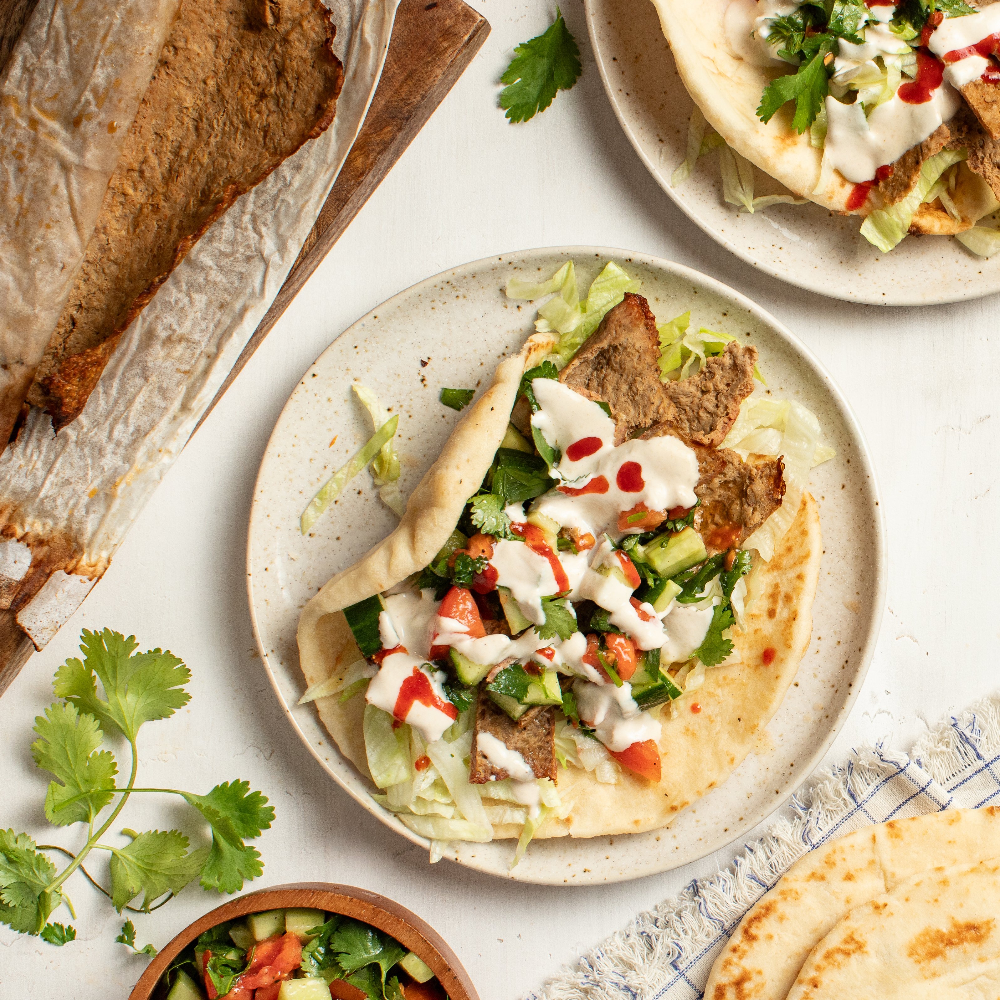 "Roll 'n' Bake" Doner Kebab Wraps with Shirazi Cucumber-Tomato Salad ...