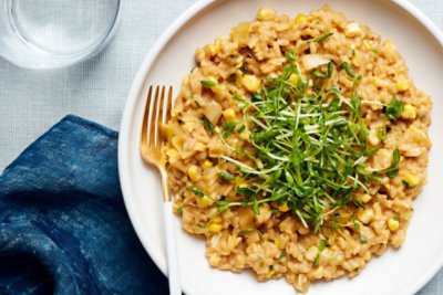 Creamy Corn Risotto with Mascarpone and Pea Shoots | Safeway