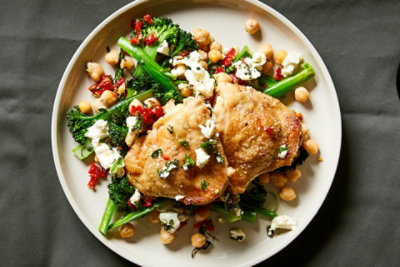 Roasted Chicken Thighs with Feta, Broccolini, and Sun-Dried Tomato ...