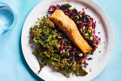 Thai Chili–Glazed Salmon with Black Rice and Chinese Broccoli | Safeway