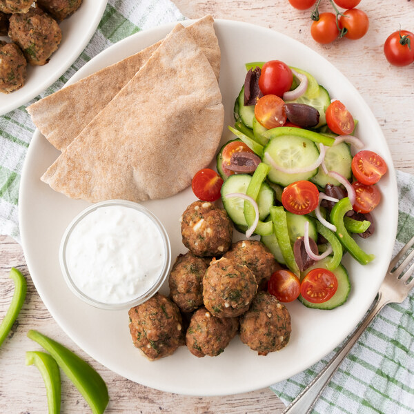 Greek Recipes - Greek Veggie "Meatball" Pita Wraps with Crunchy Salad ...