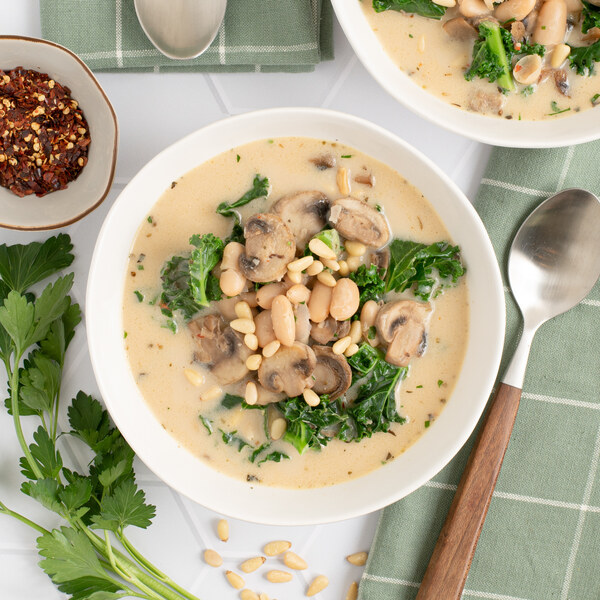 Creamy White Bean "Alfredo" Soup with Mushrooms, Kale & Pine Nuts ...