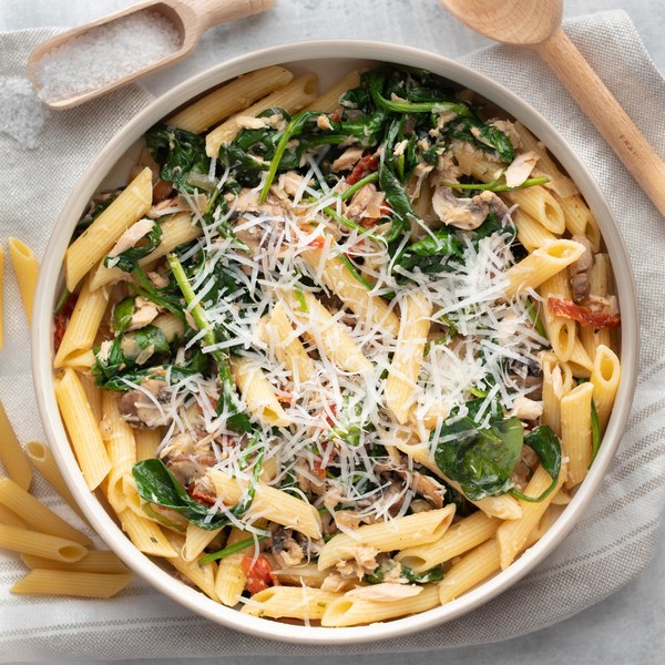 Italian Recipes - Warm Italian Pasta Salad with Tuna, Spinach & Sun ...
