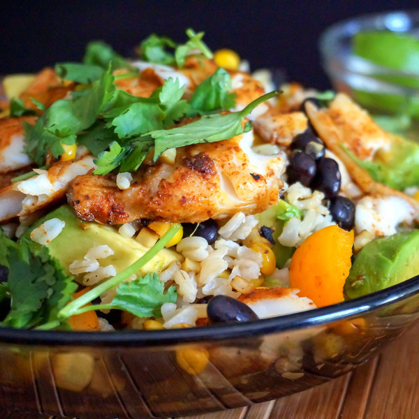 Fish Recipes - Fiesta Fish Taco Rice Bowl with Black Beans & Veggies ...