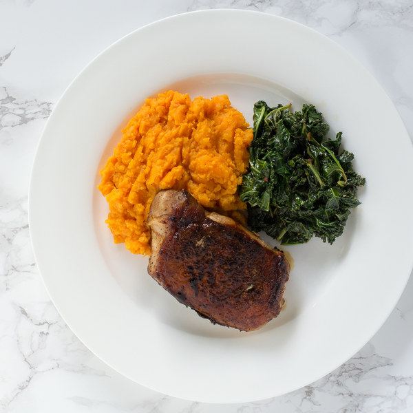 Cooking Recipes - Pan-Fried Pork Chops with Sautéed Kale & Sweet Potato ...