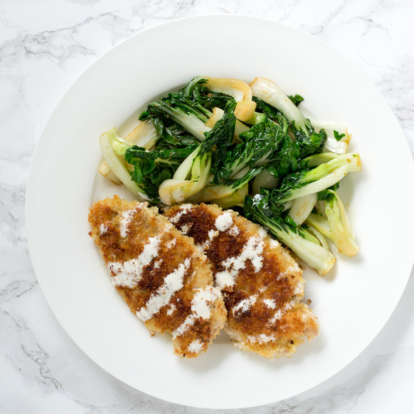 Japanese Recipes - Chicken Katsu with Sautéed Bok Choy & Lemon Mayo ...