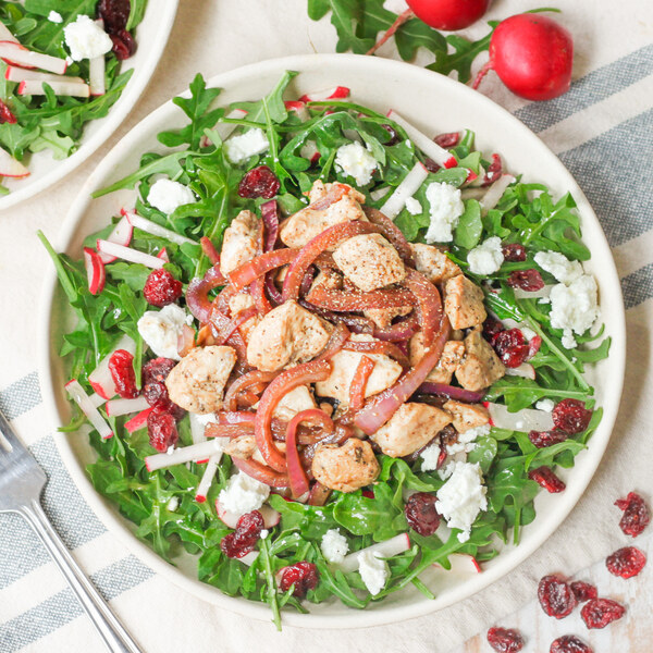 Balsamic Chicken Salad with Goat Cheese, Cranberries & Lemony Arugula ...