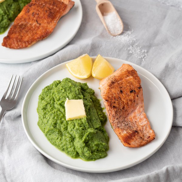Fish Recipes - Pan-Fried Salmon with Cauliflower & Spinach Power Mash ...