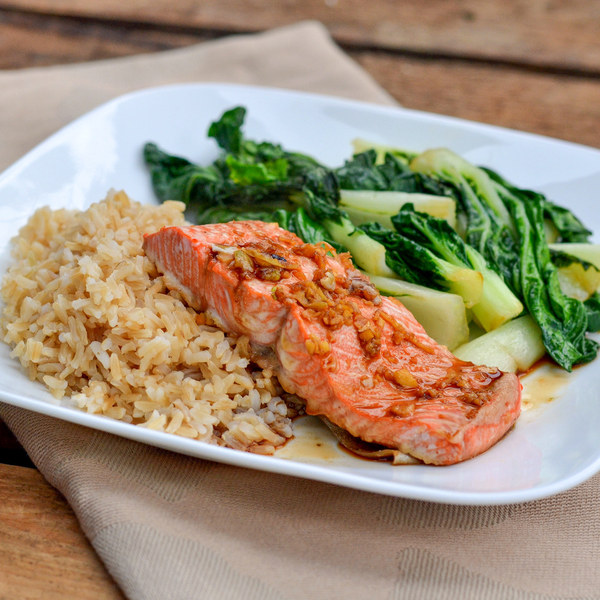 Asian Recipes - Honey-Soy Glazed Salmon with Sautéed Bok Choy & Basmati ...