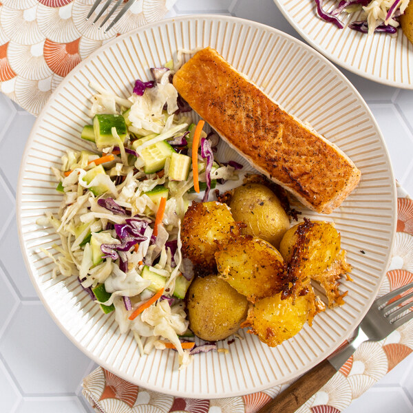 Fish Recipes - Seared Salmon with Parmesan Crusted Potatoes & Cabbage ...