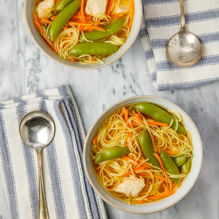 Easy Slow Cooker Asian Chicken Noodle Soup with Ginger, Carrots & Snap ...