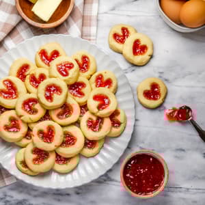Heart-Shaped Strawberry Jam Thumbprint Cookies | ACME Markets