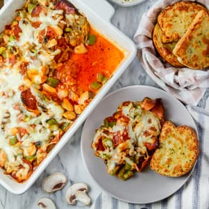 Easy "Pizza" Butter Bean Casserole with Pepperoni, Veggies & Garlic ...