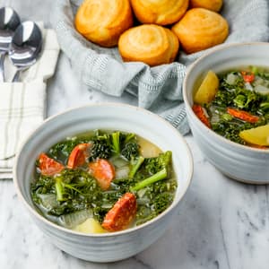 Easy Slow Cooker Caldo Verde (Portuguese Green Soup) with Chorizo, Kale ...