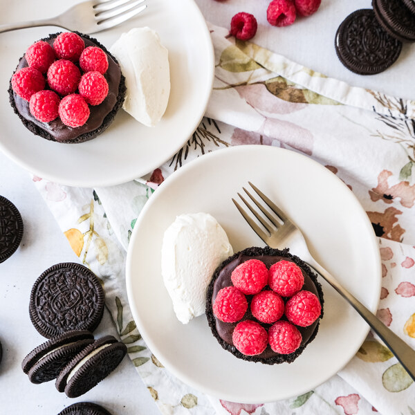 Mini Raspberry Truffle Tart with OREO Cookie Crust & Whipped Cream ...