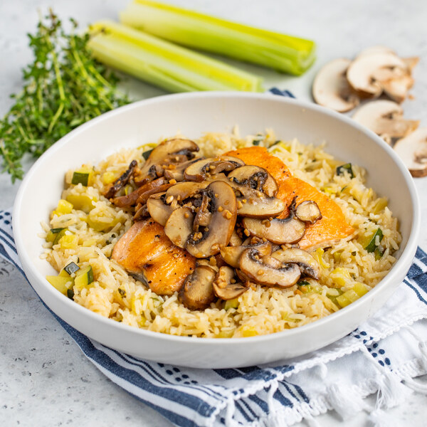 Fish Recipes - Pan Seared Salmon with Soy Tossed Mushrooms & Zucchini ...