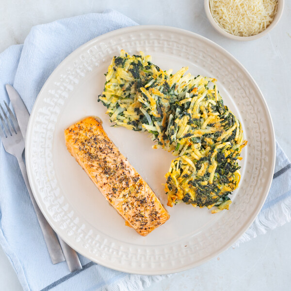 Fish Recipes - Herb-Roasted Salmon with Potato, Spinach & Parmesan ...