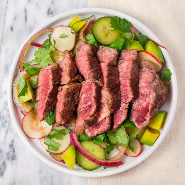 Ribeye with Spicy Cucumber-Avocado Salad & Orange Soy Dressing | Vons