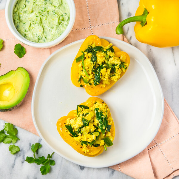 Indian Spiced Tofu & Spinach Stuffed Bell Peppers with Avocado Raita ...