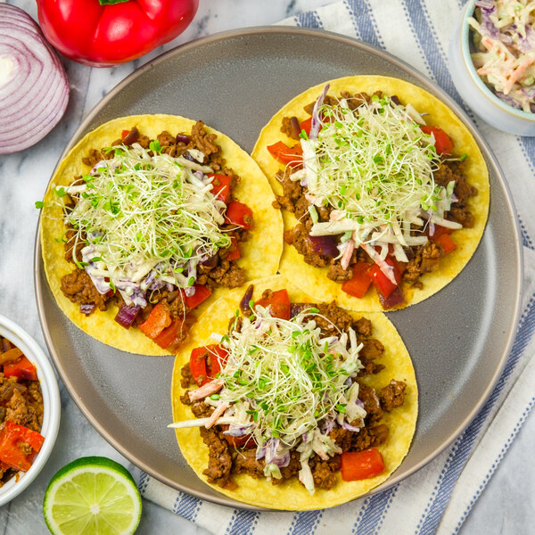 Smoky Veggie Ground Tacos with Lime-Dressed Broccoli Slaw & Sprouts ...