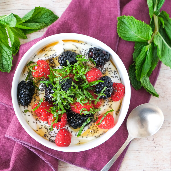 Mixed Berry Yogurt Bowl with Fresh Mint, Honey & Chia Seeds | Vons