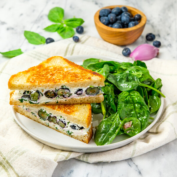 Grilled Blueberry, Basil & Goat Cheese Sandwich with Spinach Salad ...
