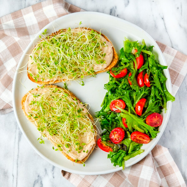 Pinto Bean "Hummus" Toasts with Alfalfa Sprouts & Lemon-Dijon Greens ...