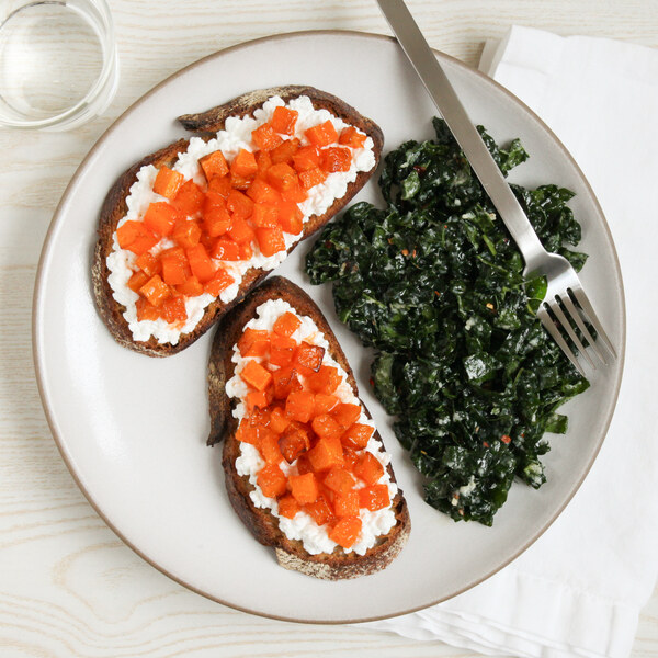 Cottage Cheese Toasts with Hot Honey-Butternut Squash & Kale Salad ...