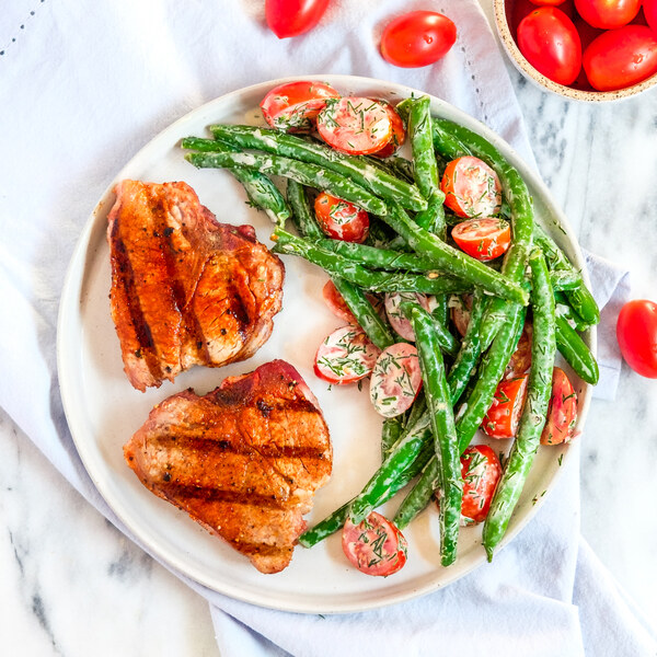 Grilled Paprika Lamb Chops with Lemon-Dill Green Bean & Tomato Salad ...